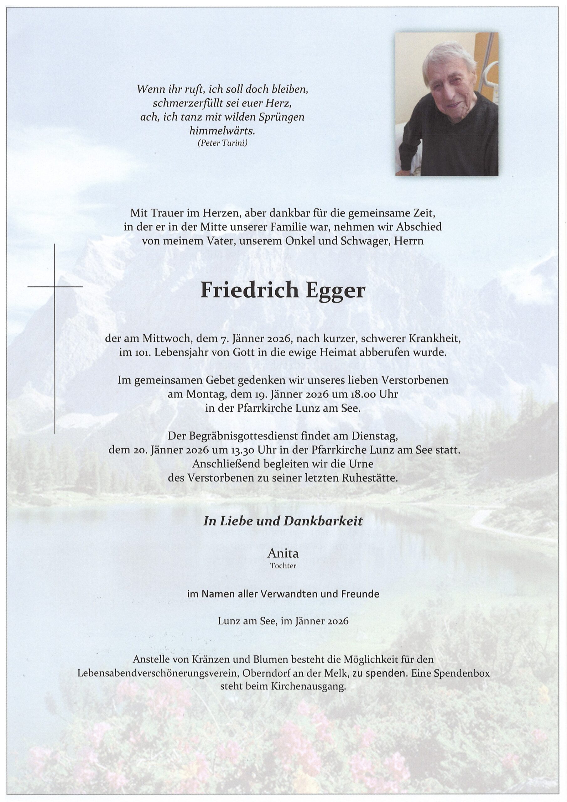 Friedrich Egger – Bestattung Plaimauer